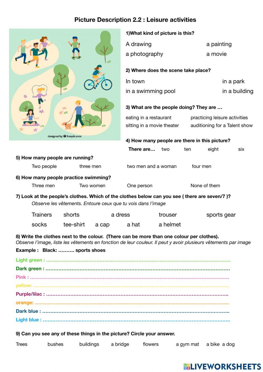 Leisure activities description 725732 | HARDYK | Live