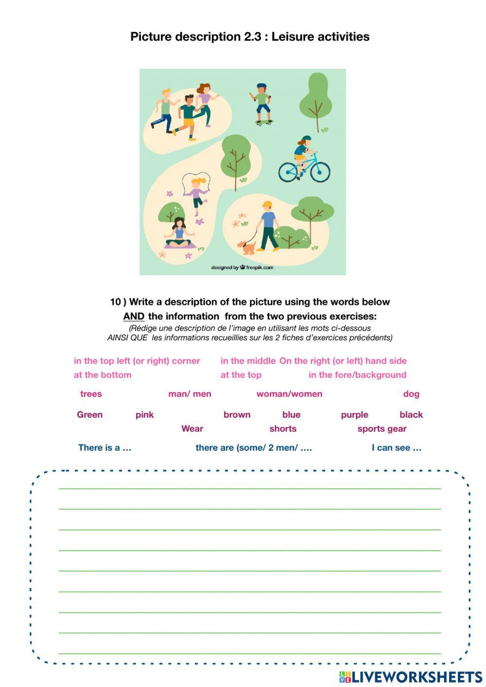 Leisure activities description 725732 | HARDYK | Live