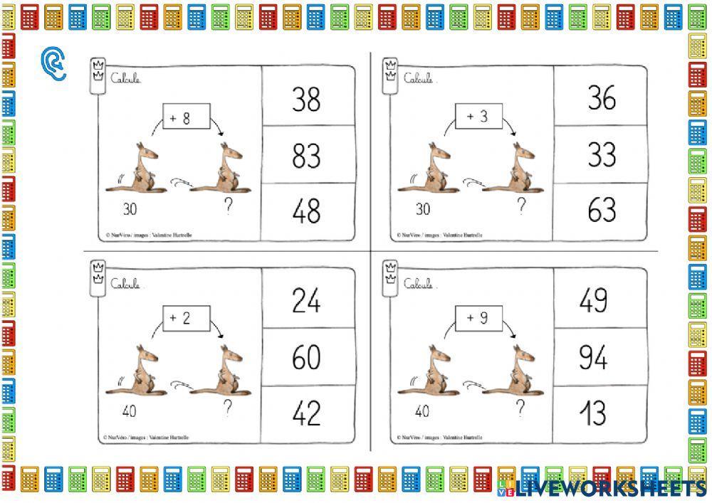 Addition 0 à 100-3 worksheet | Live Worksheets