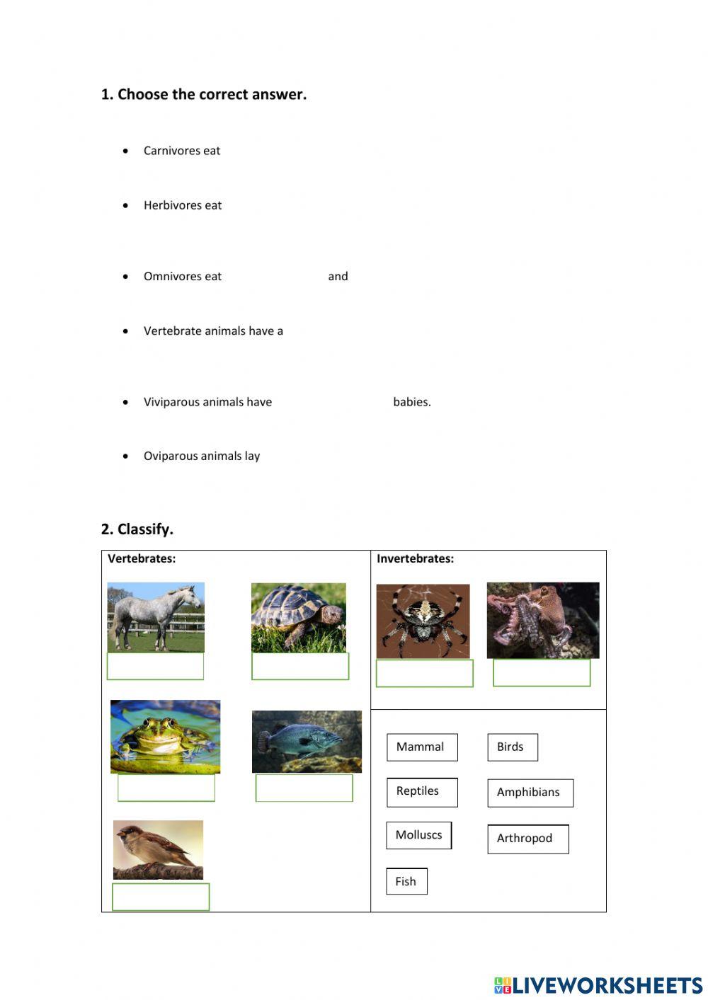 Animals 2 | Free Interactive Worksheets | 726083
