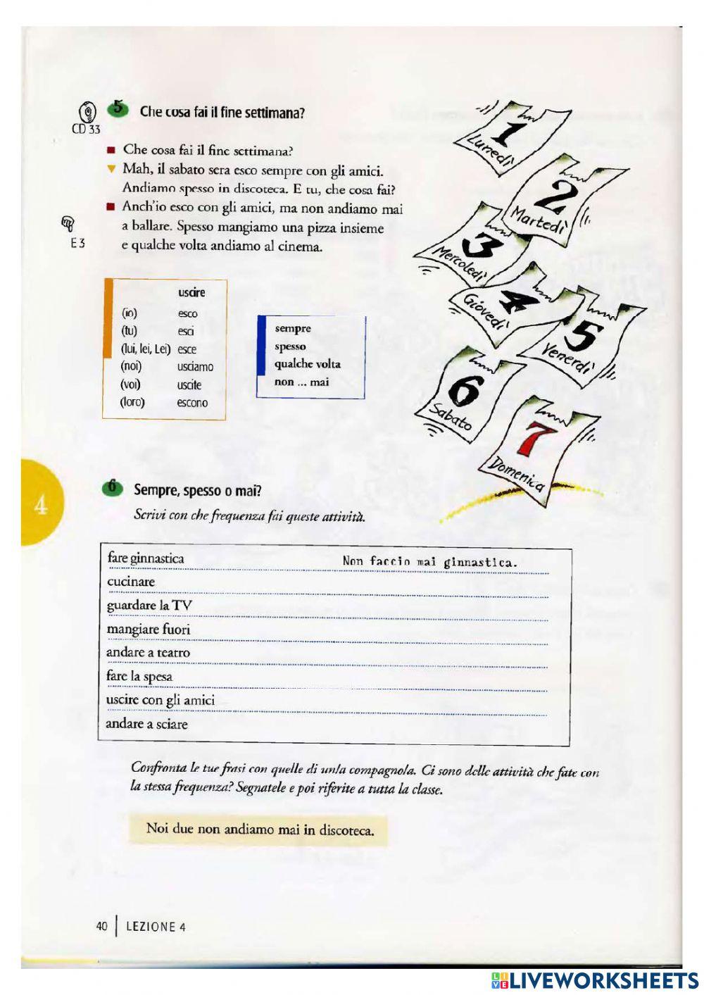 Tempo libero 1 online exercise for | Live Worksheets