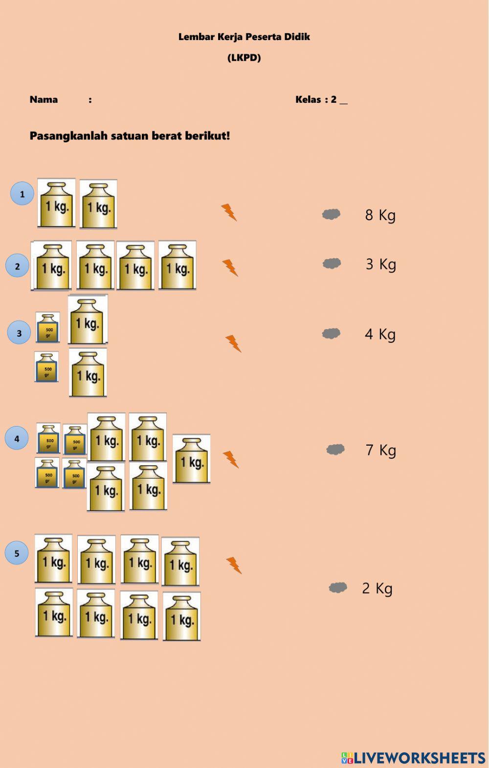 Satuan berat online activity | Live Worksheets