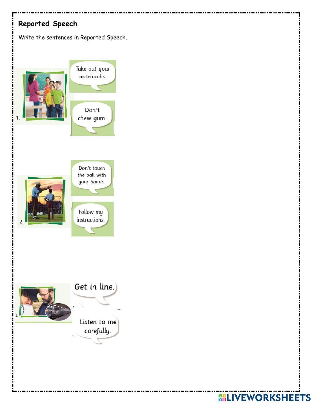 Reported Speech online exercise for quinto | Live Worksheets