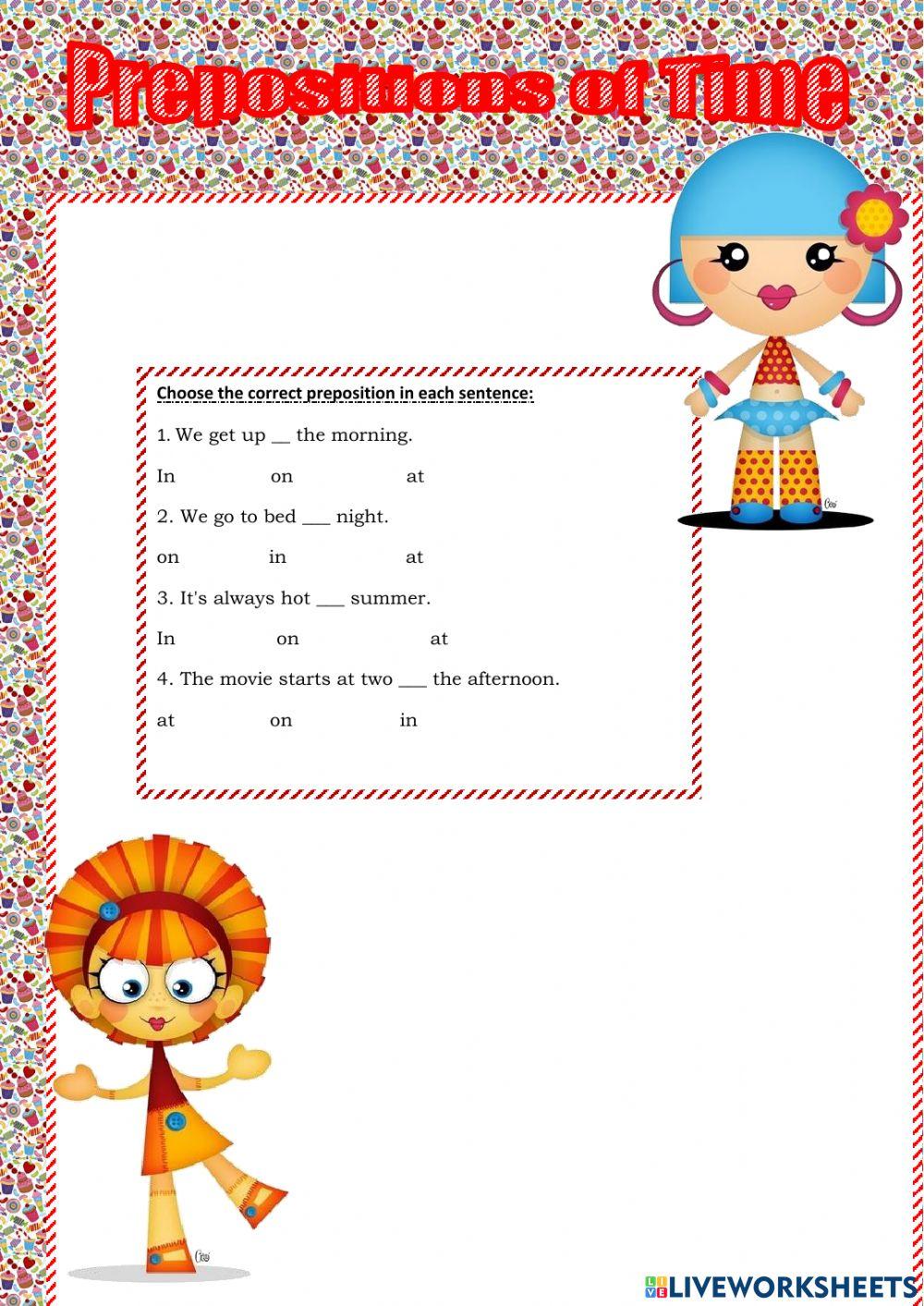 Preposition of time online exercise for intermediate | Live Worksheets