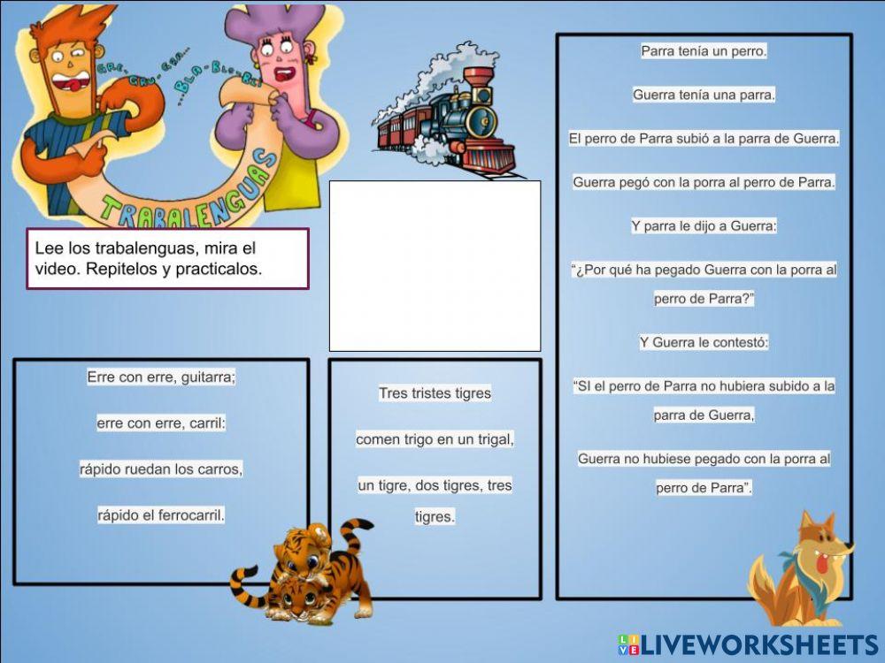 Trabalenguas co… | Free Interactive Worksheets | 726793