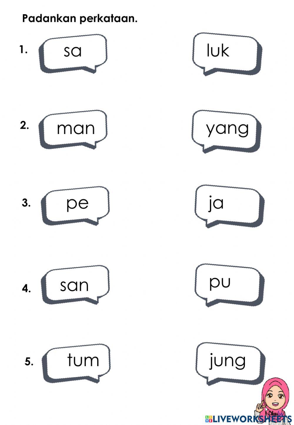 Padankan perkataan yang betul. worksheet | Live Worksheets