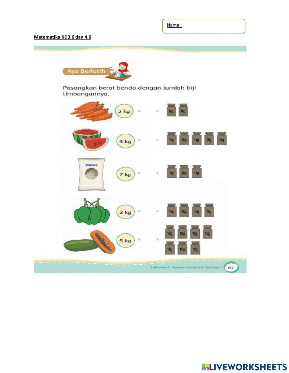 Satuan berat online exercise | Live Worksheets