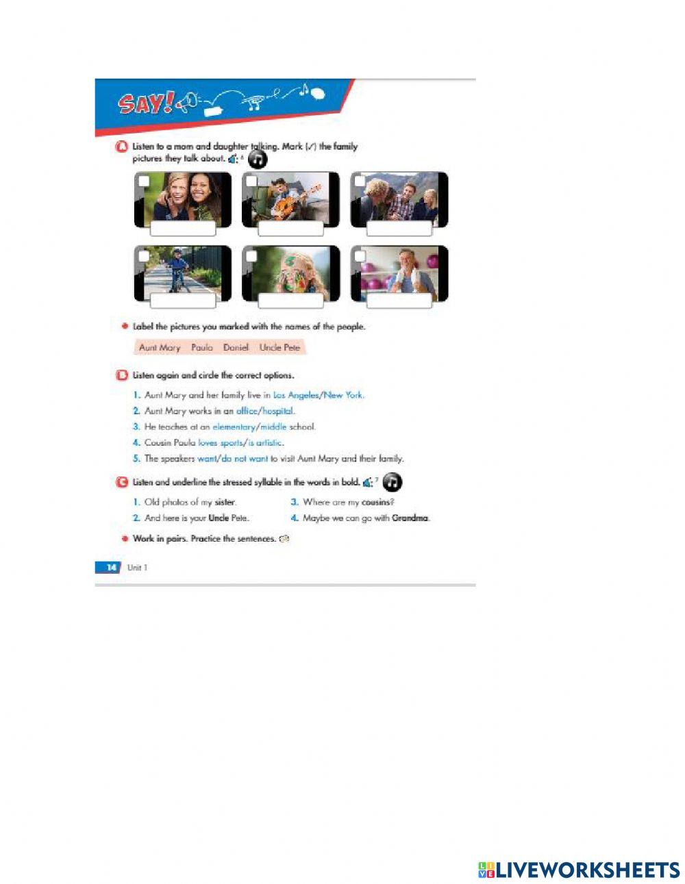 Student's book 4 unit 1 online exercise for | Live Worksheets