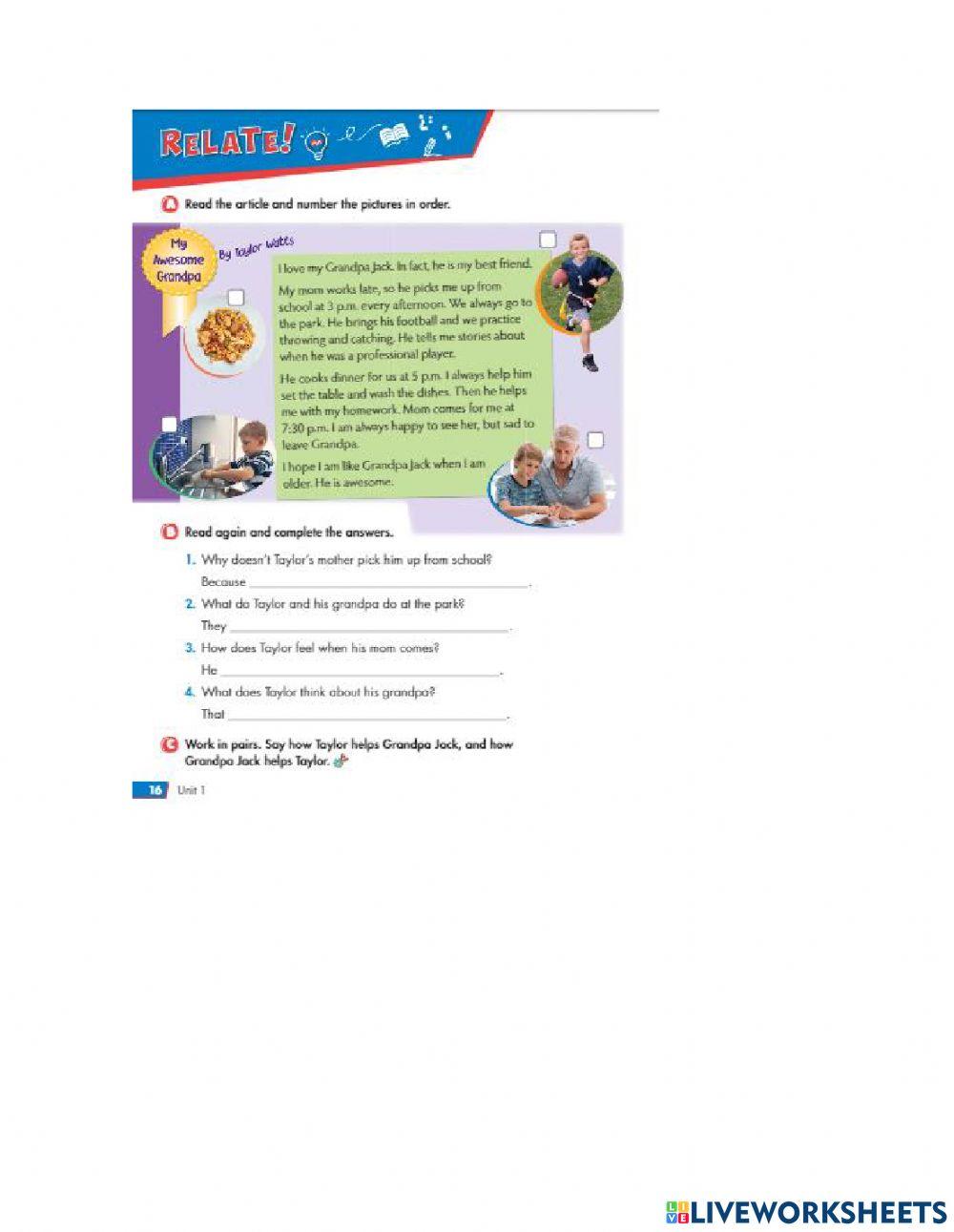 Student's book 4 unit 1 online exercise for | Live Worksheets