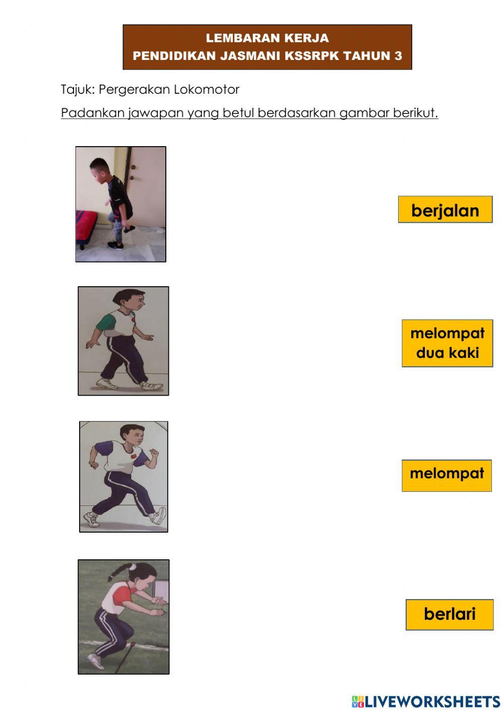 Pergerakan Lokomotor online worksheet | Live Worksheets