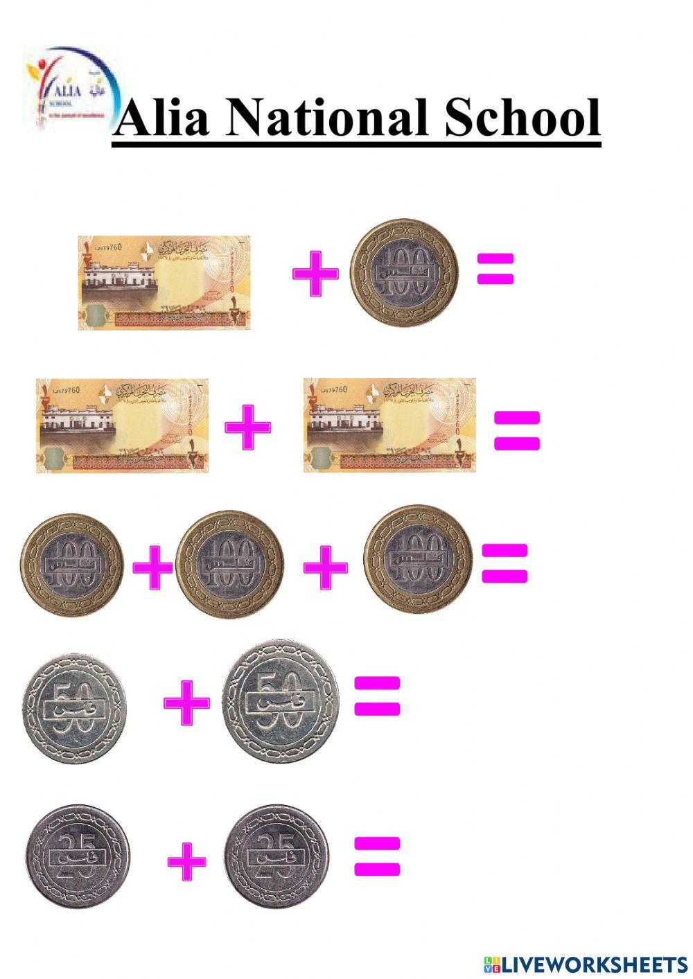 Counting money online pdf exercise | Live Worksheets