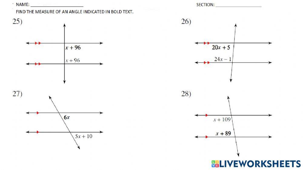 4. Find the measure of the angle indicated in bold online exercise for ...