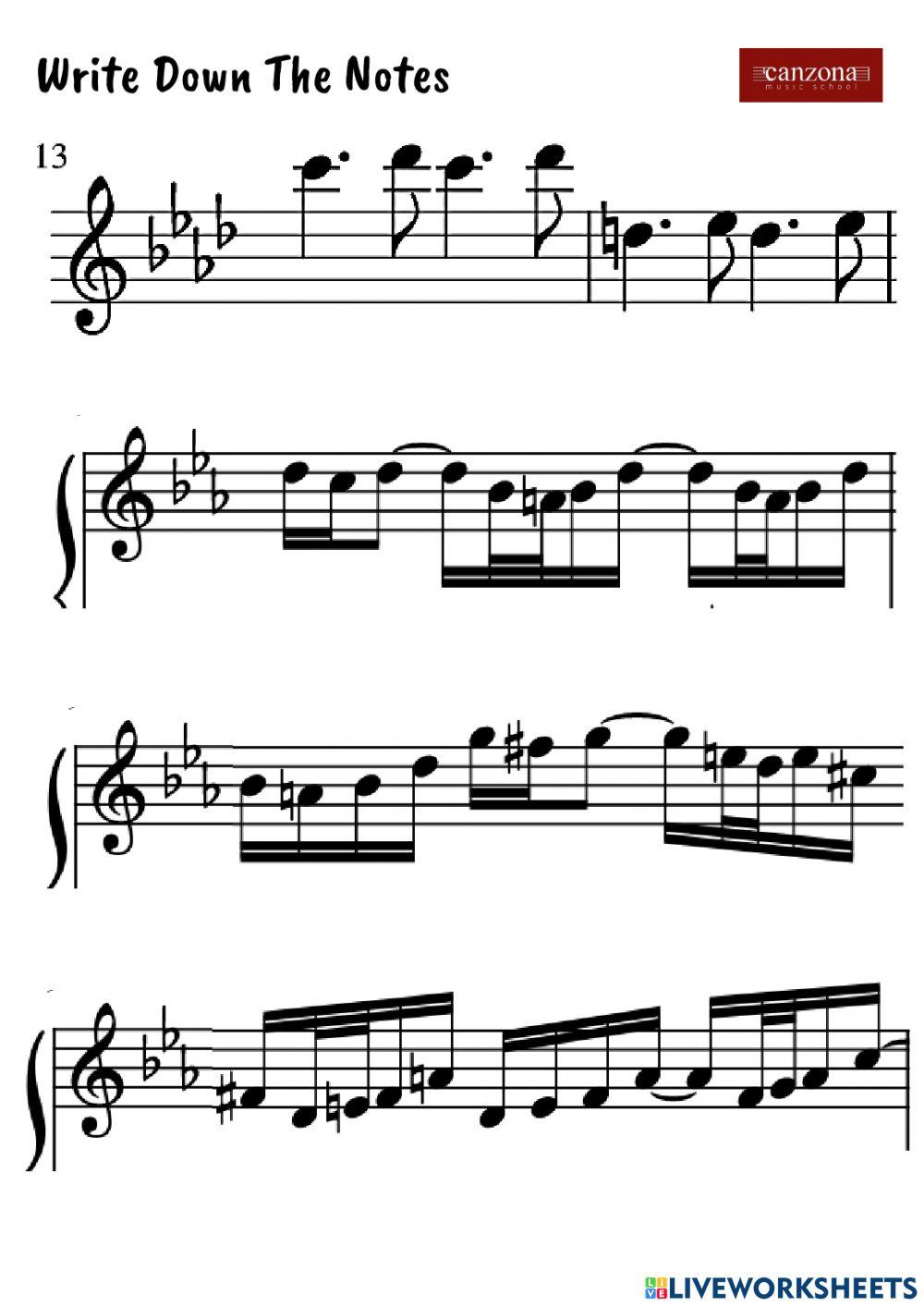 Flat key signature note 6 worksheet | Live Worksheets