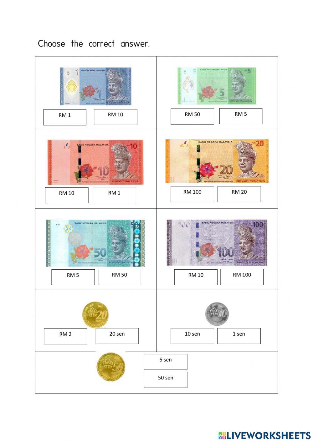 Money online exercise for Grade 1 | Live Worksheets