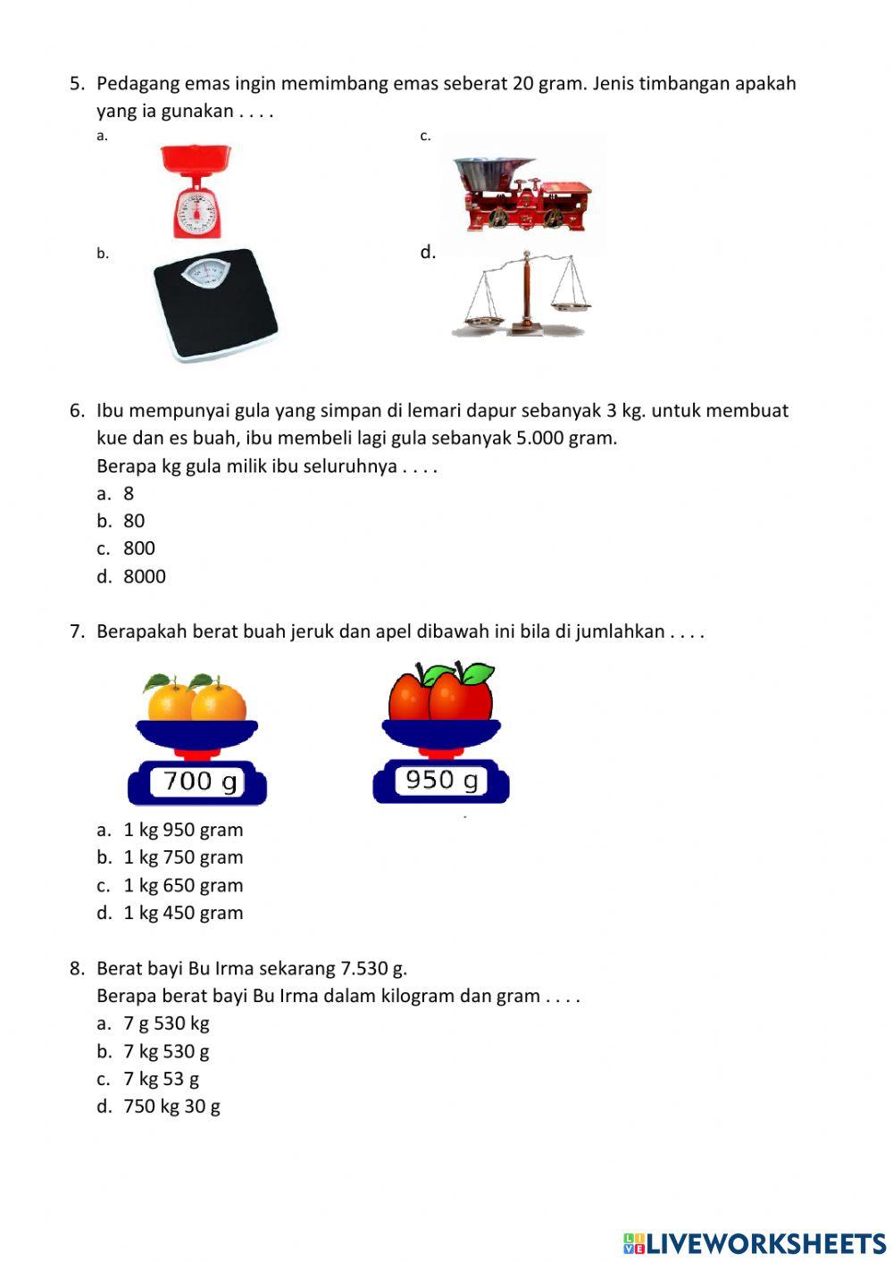 LKS Tematik Tema 6-Mengukur Berat Benda dengan Satuan