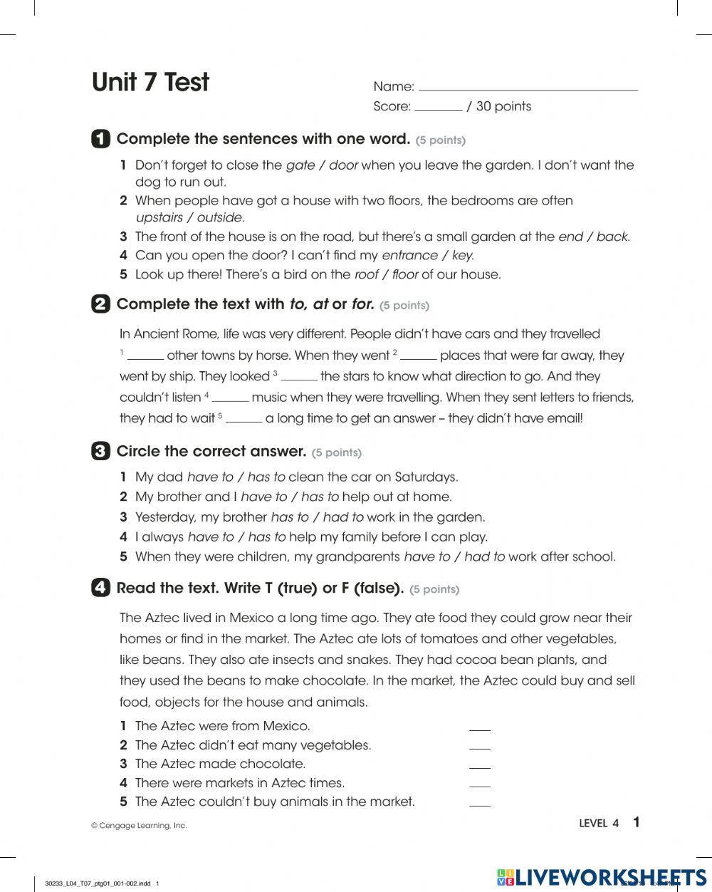 LOOK 4 UNIT 7 | Free Interactive Worksheets | 4747838