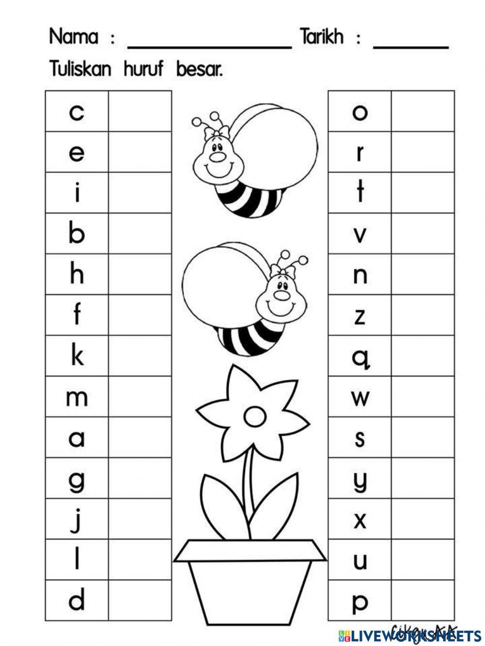 Tuliskan huruf besar worksheet | Live Worksheets