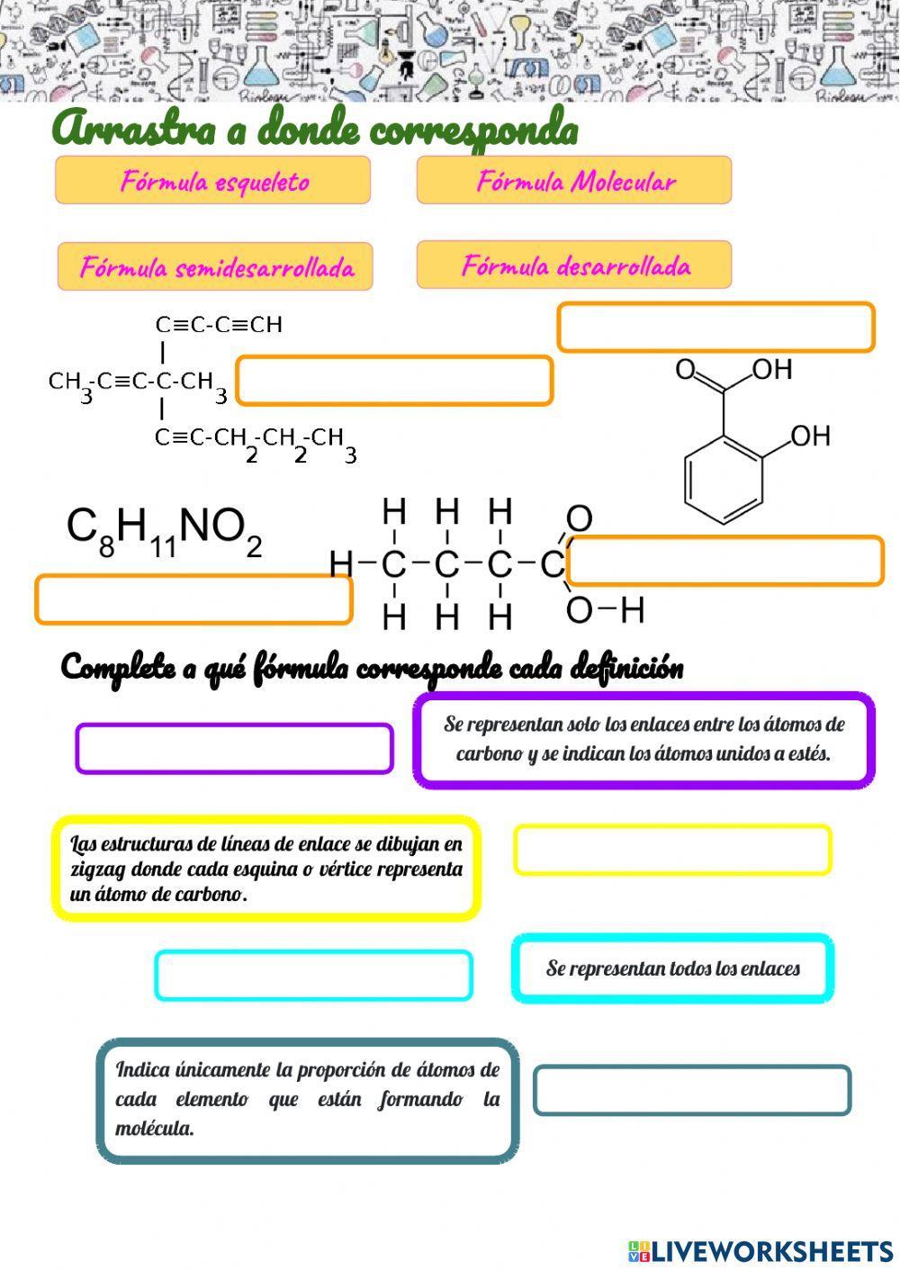 Fórmulas Orgánicas worksheet | Live Worksheets
