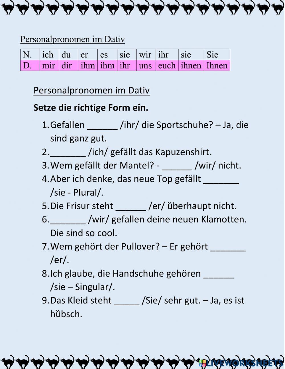 Personalpronomen Im Dativ Online Worksheet In 2022 Le - vrogue.co Personalpronomen Im Dativ Online Worksheet In 2022 Le - vrogue.co