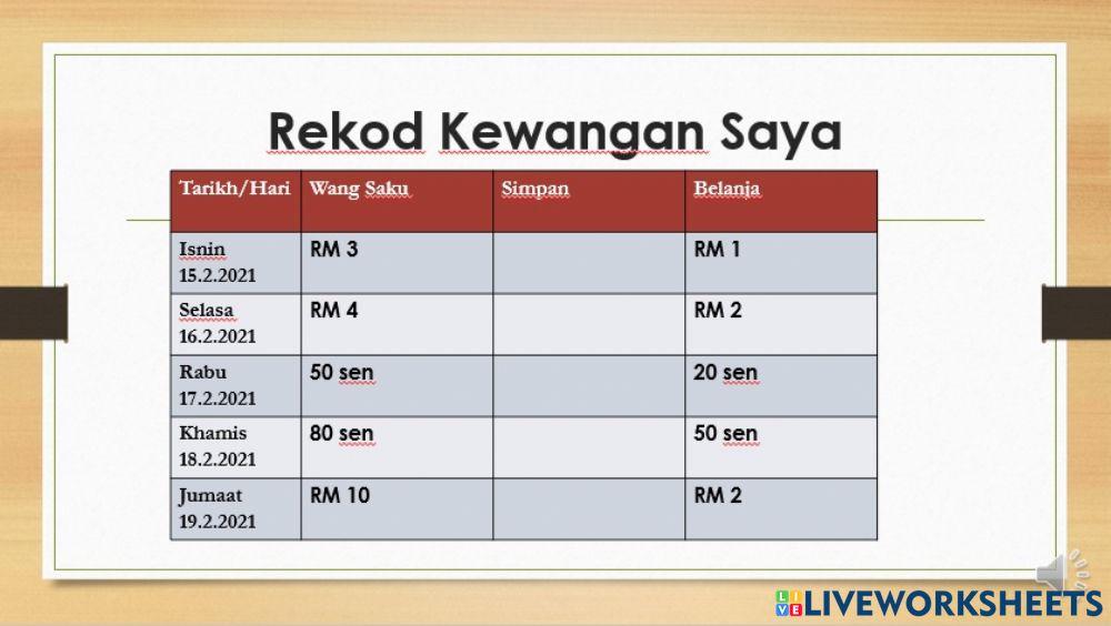 Rekod kewangan Transisi Tahun 1 729582 | sha2053 | Live