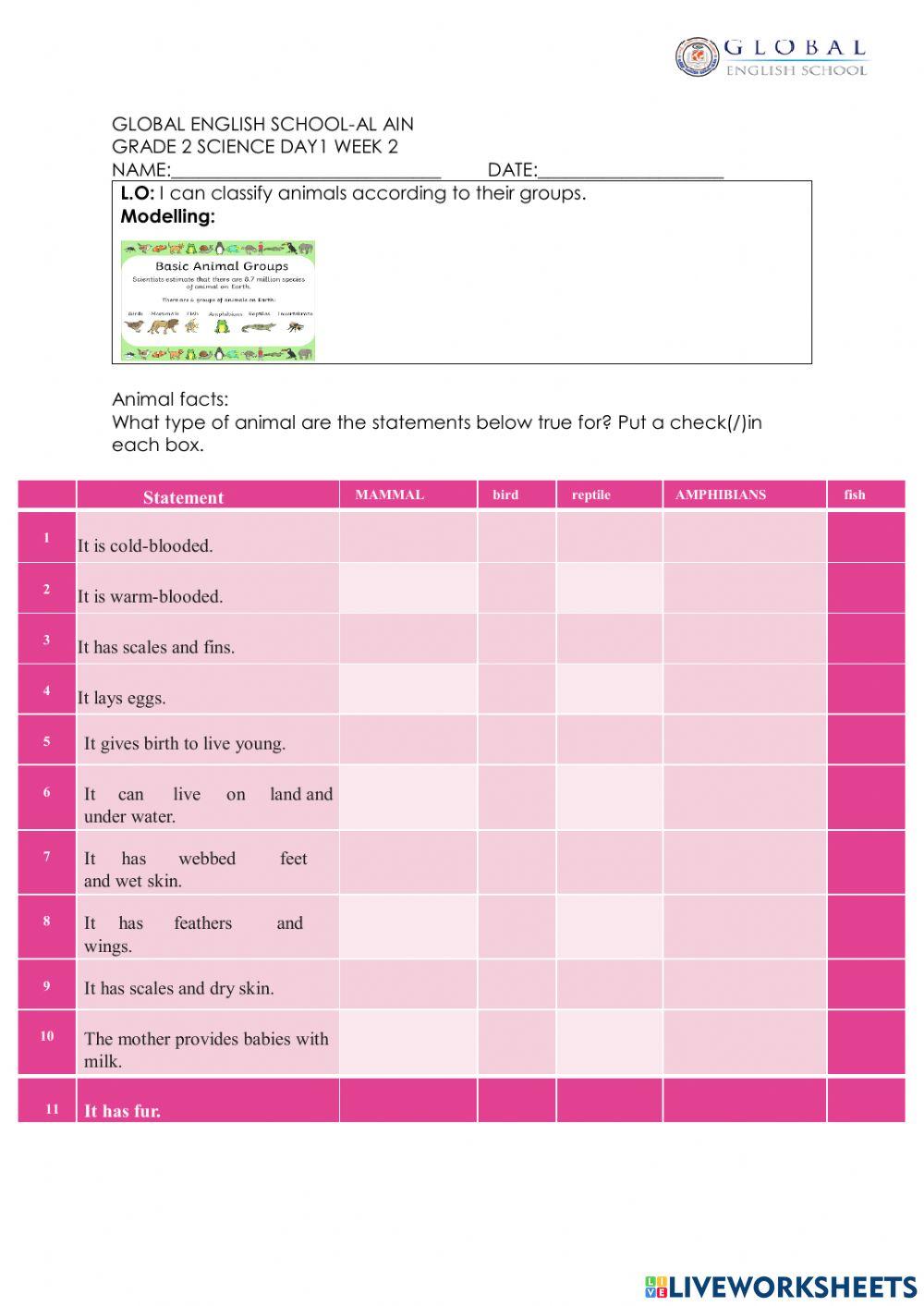 Science 2 activity | Live Worksheets