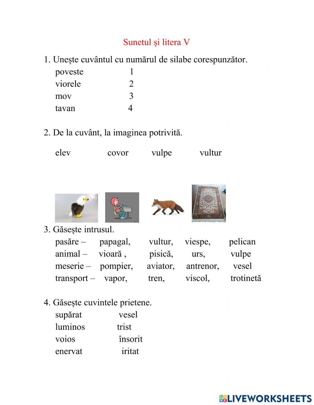 Sunetul și lite… | Free Interactive Worksheets | 730281