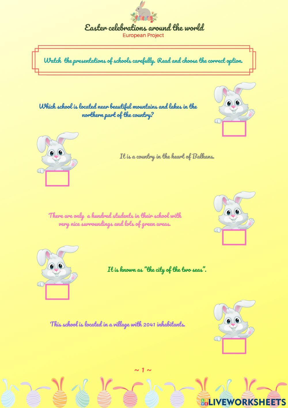 Easter Project Partners worksheet | Live Worksheets