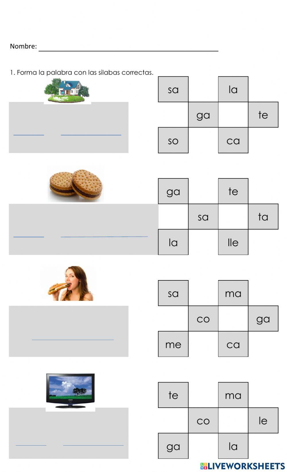 Selecciona la sílaba worksheet | Live Worksheets
