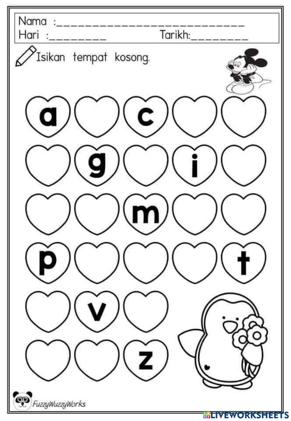 Urutan abjad abc huruf kecil. (tahun1 -M.Laavanya) online exercise for ...