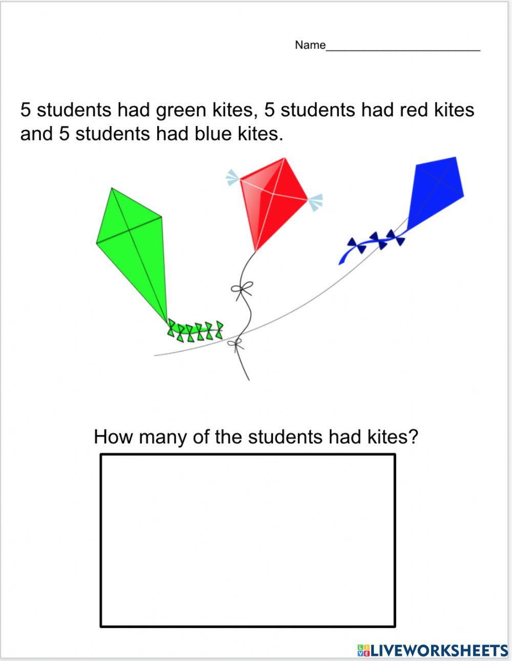 How Many Kites? (Counting by 5's) worksheet | Live Worksheets