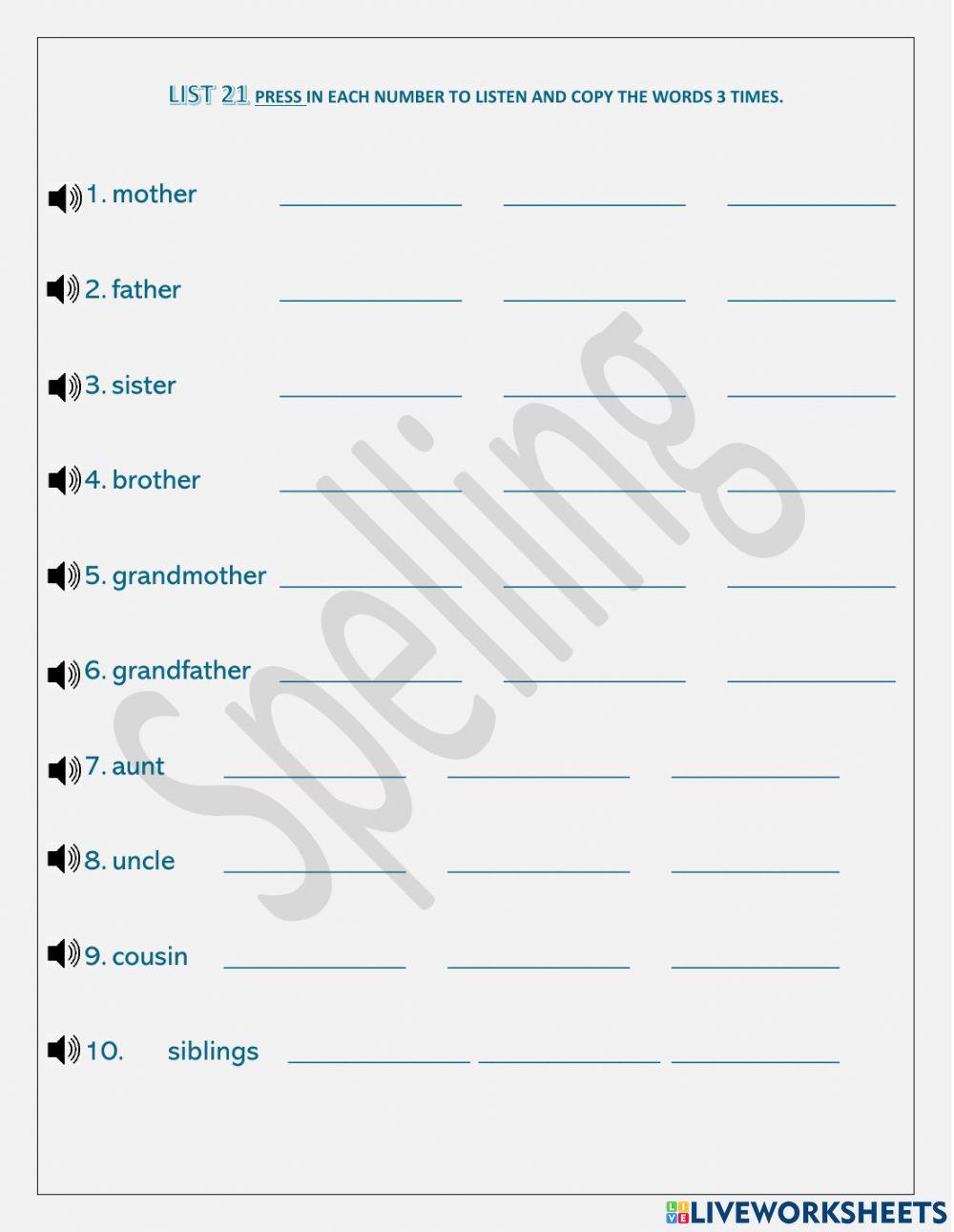 Spelling practice online pdf exercise for 3rd grade | Live Worksheets