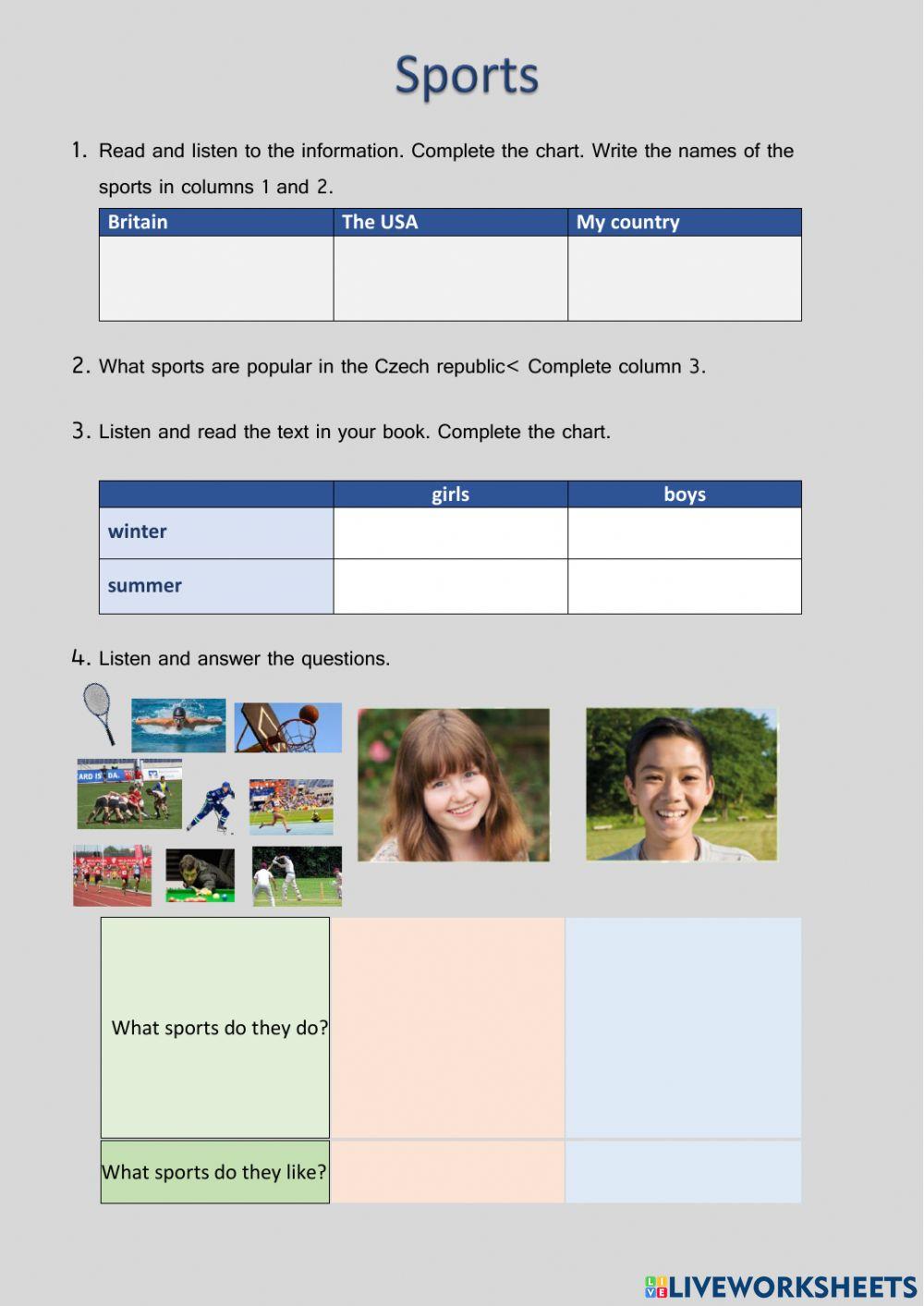 4C SPORTS worksheet | Live Worksheets