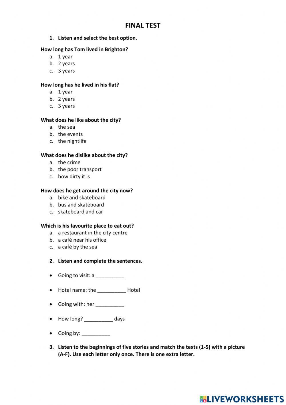Test online exercise for 9 | Live Worksheets