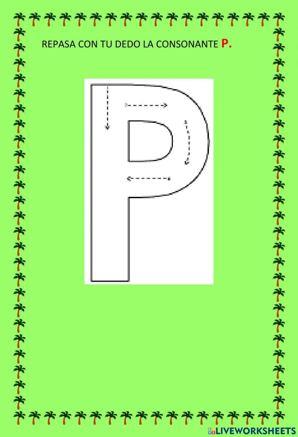 Letra P worksheet for Grado 1 | Live Worksheets