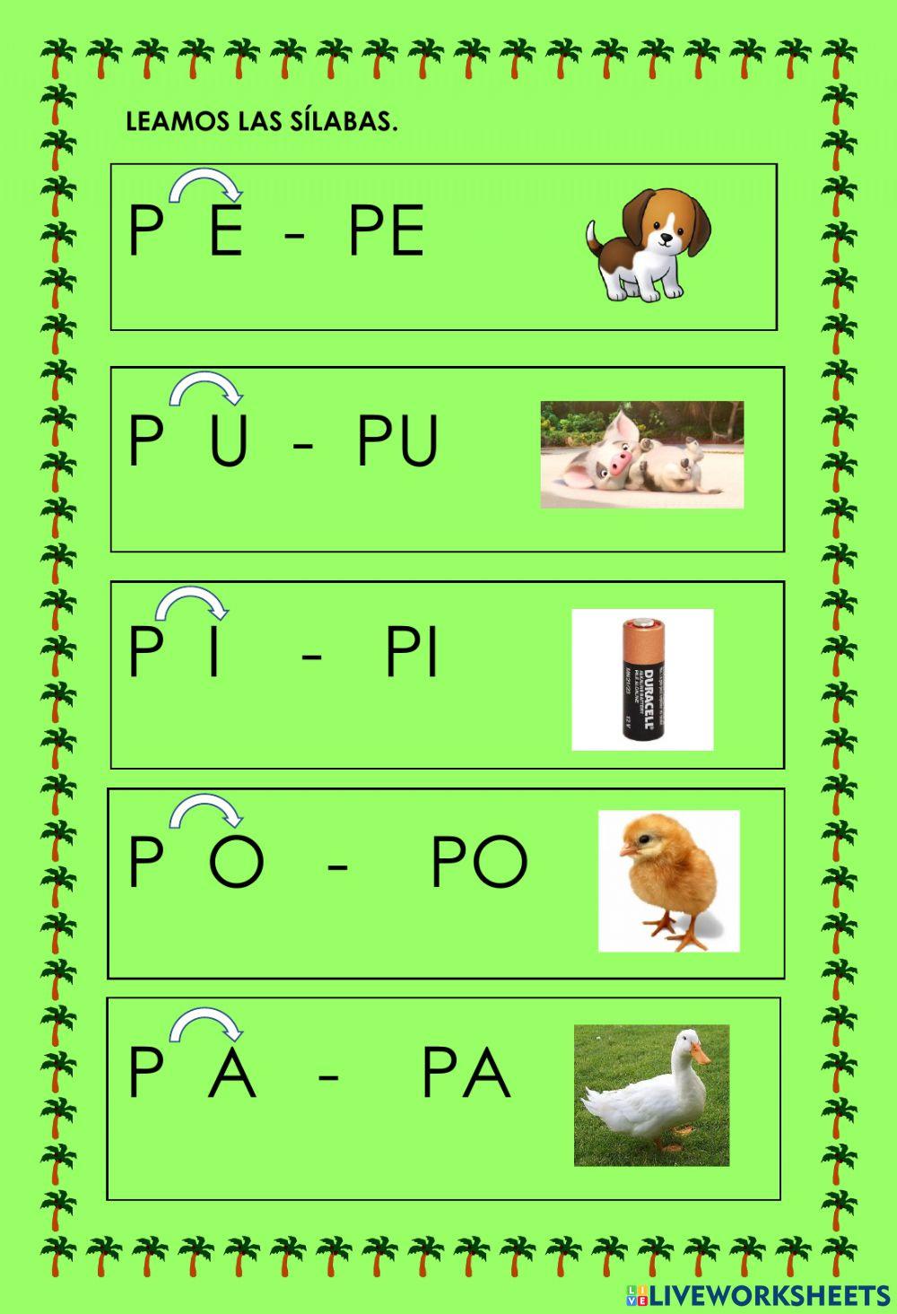 Letra P worksheet for Grado 1 | Live Worksheets