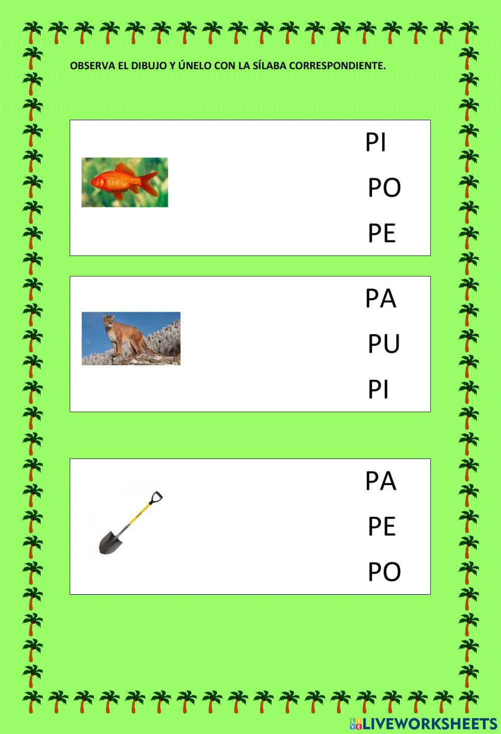 Letra P worksheet for Grado 1 | Live Worksheets