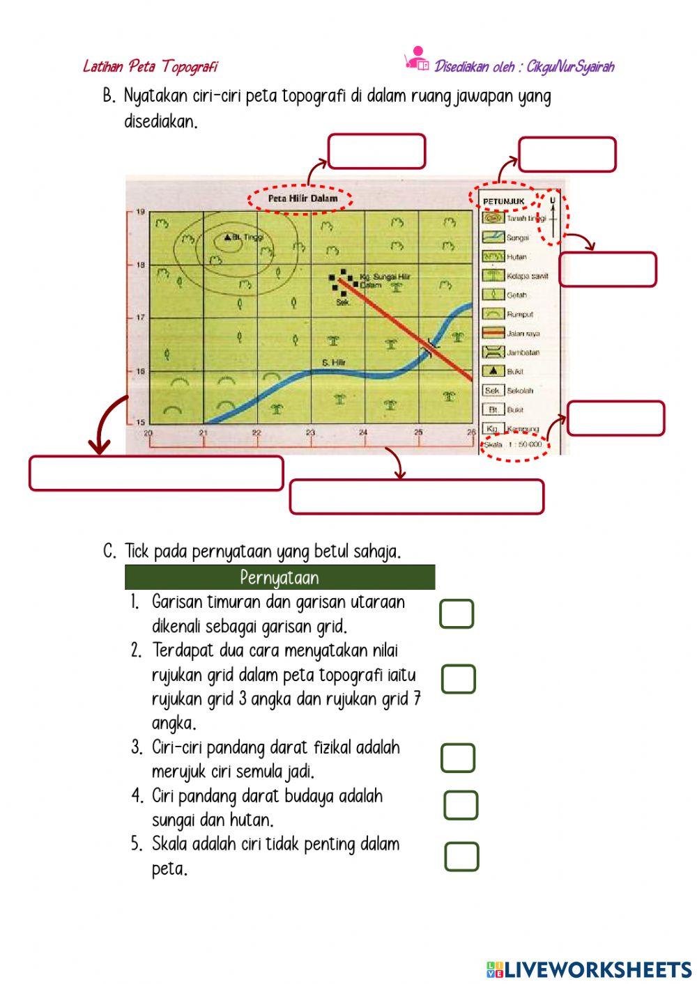 Peta Topografi | Free Interactive Worksheets | 731468