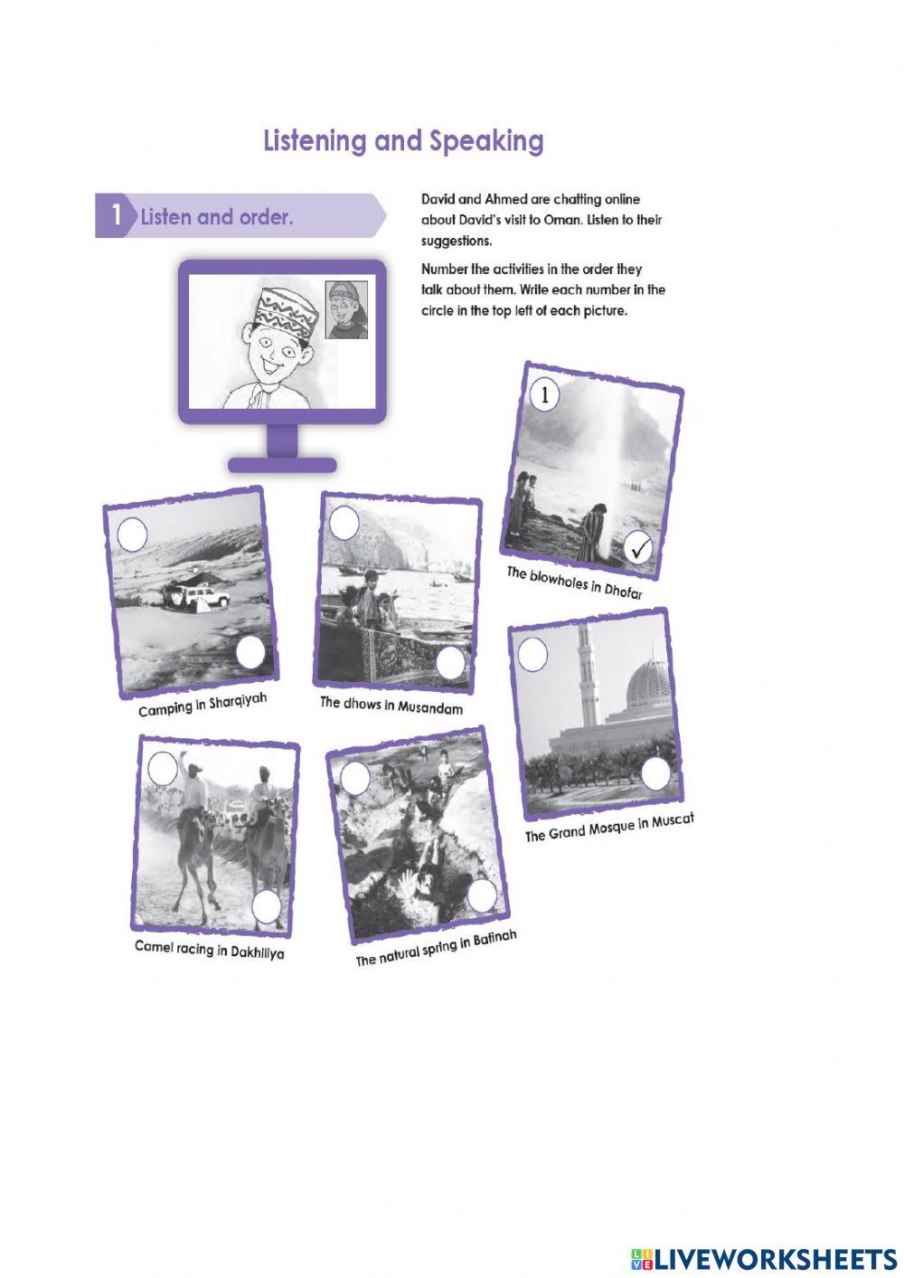 Listen and number English language exercise | Live Worksheets