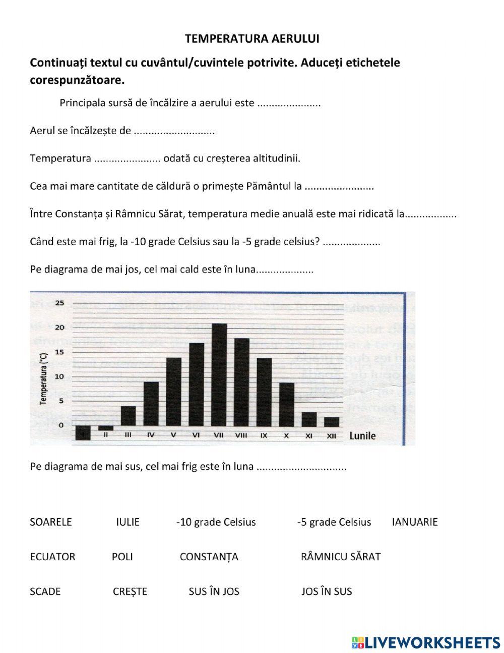 Temperatura aer… | Free Interactive Worksheets | 732196