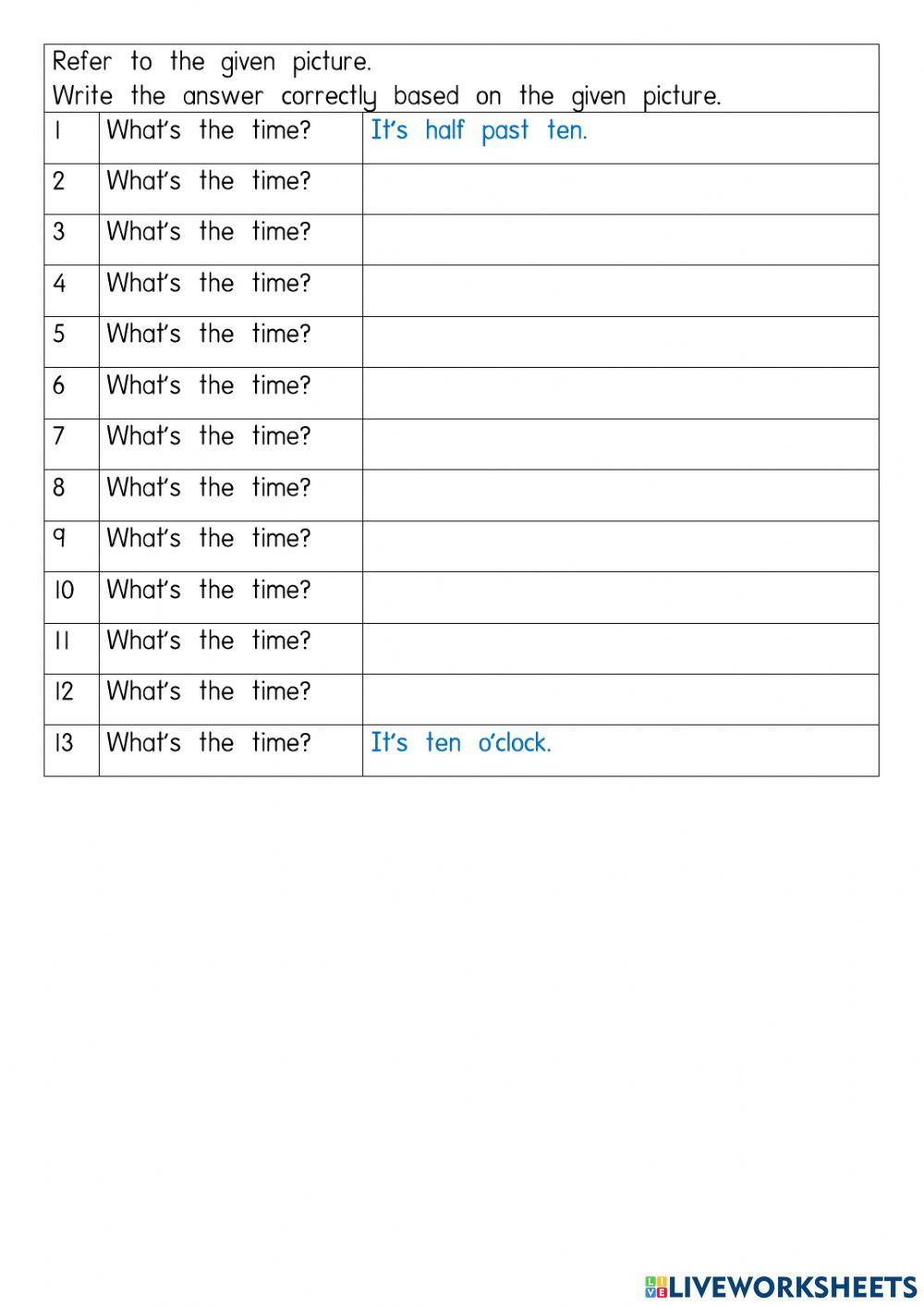 Year 3, module 1, page 10, time worksheet | Live Worksheets