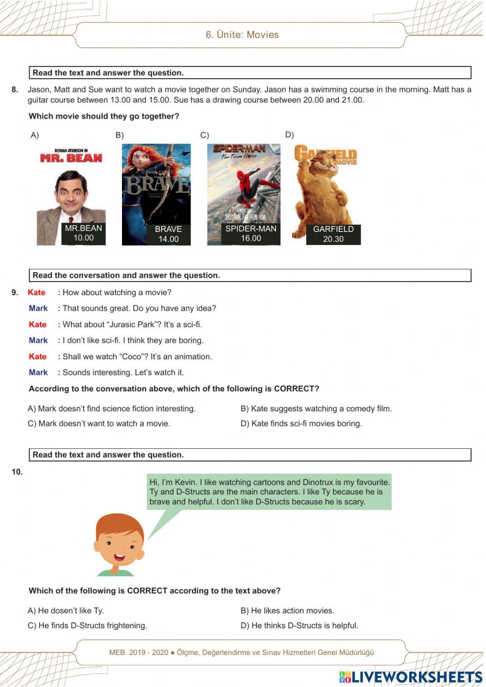 W.0.W 4 ELT 6 online exercise for | Live Worksheets