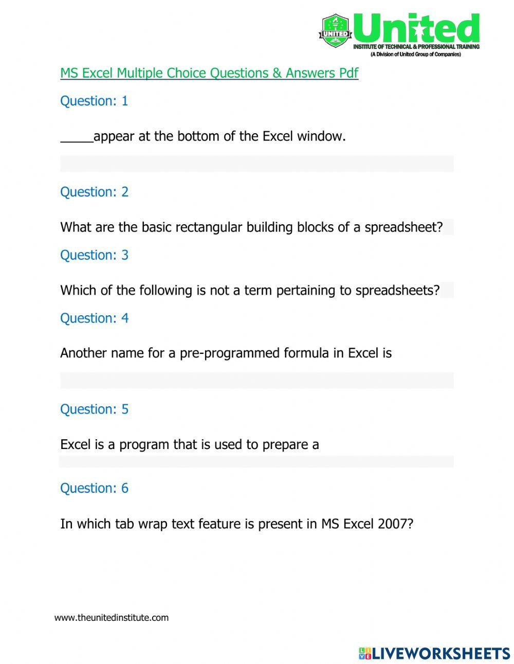 Computer online exercise for 3 | Live Worksheets