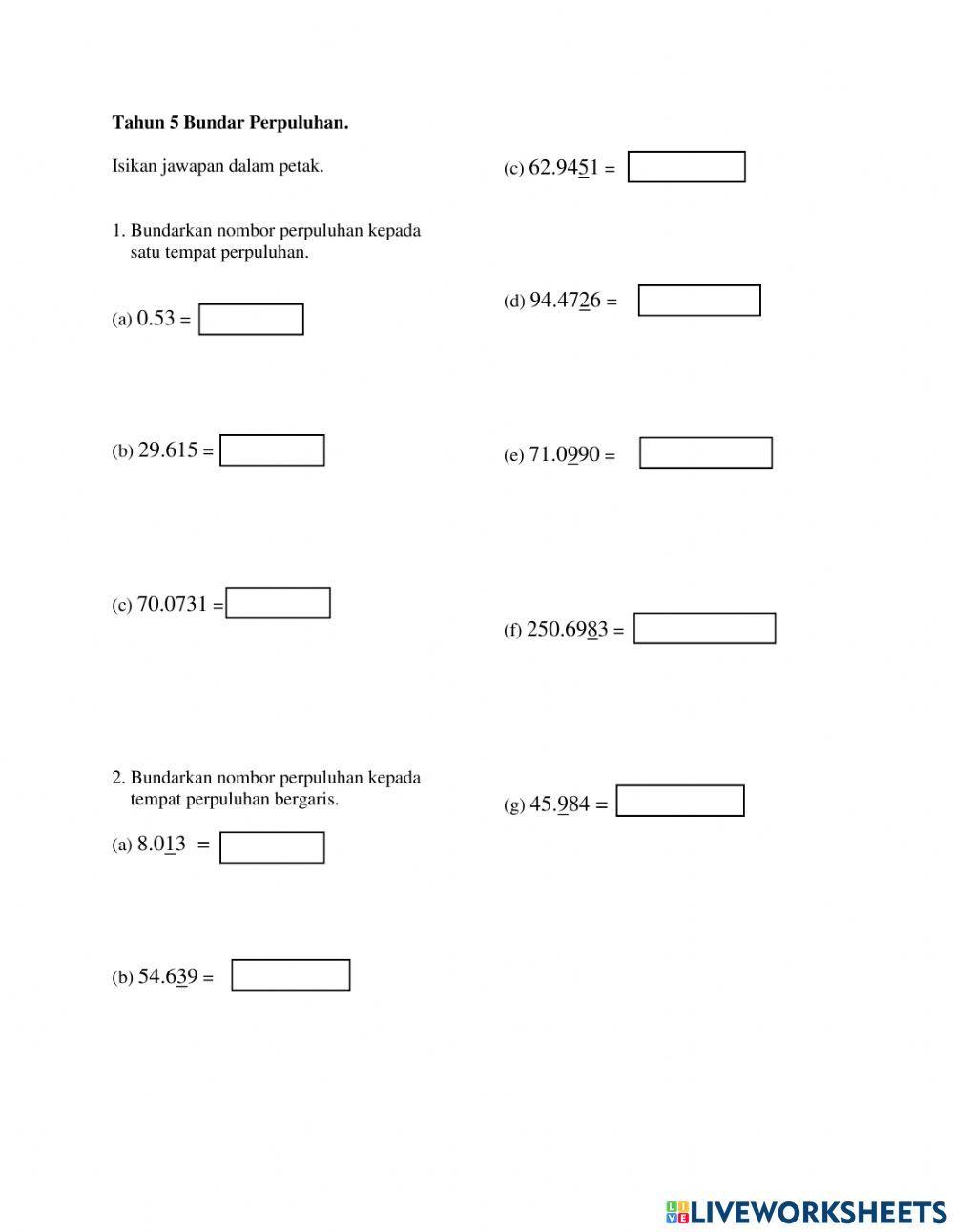 Matematik Tahun… | Free Interactive Worksheets | 732593