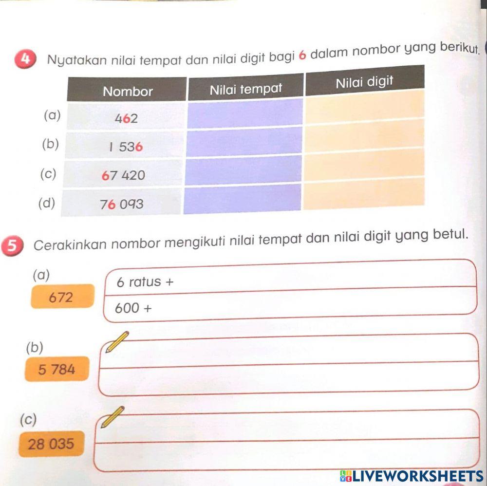 Nilai tempat dan nilai digit 733128 | HAFIEZAH BINTI