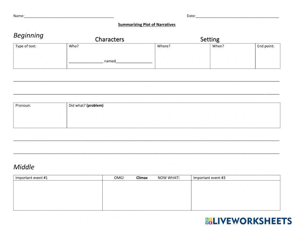 Summarizing Frame worksheet | Live Worksheets