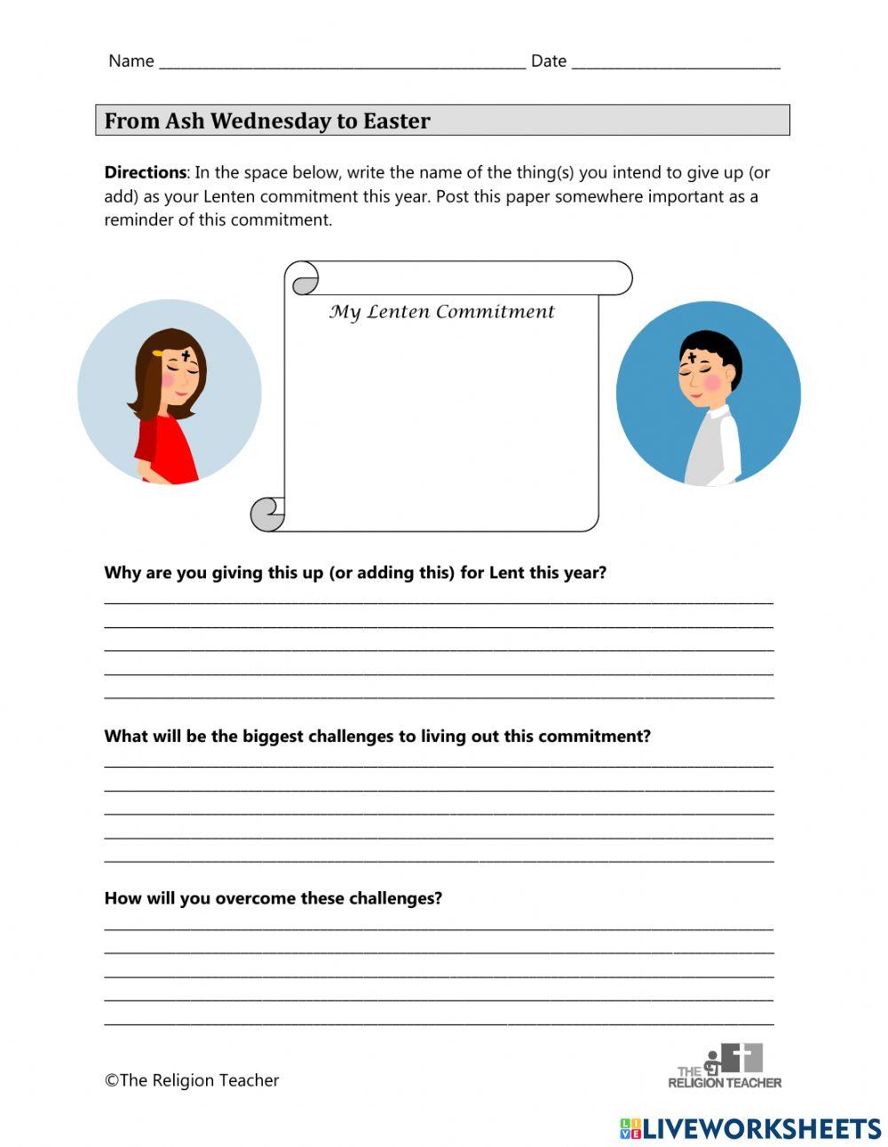 Ash Wednesday | Free Interactive Worksheets | 6429066