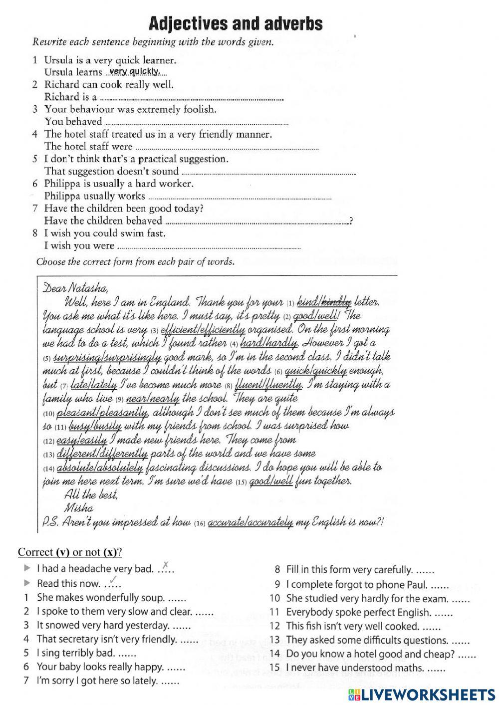 Adjectives and … | Free Interactive Worksheets | 6429158