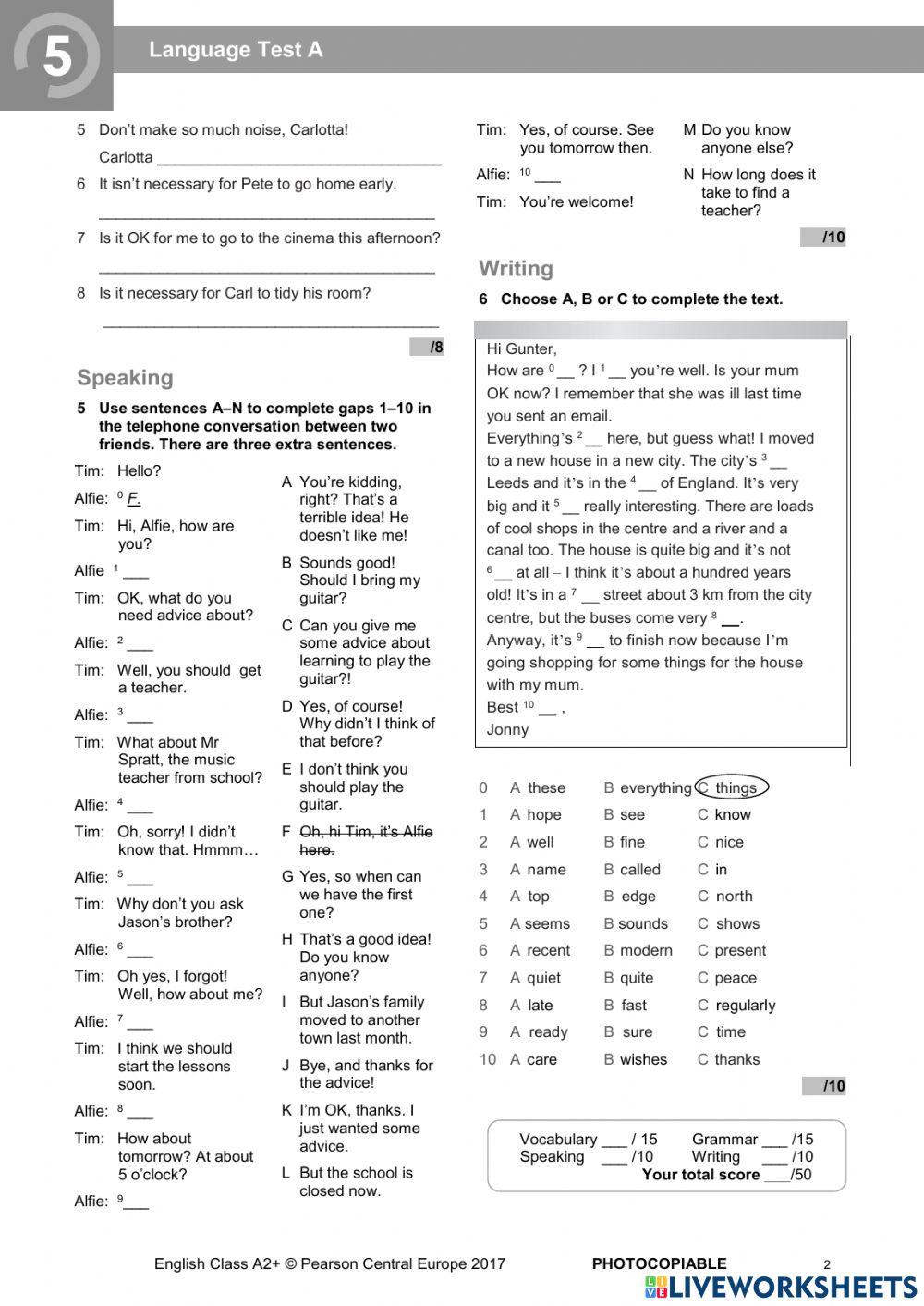 Klasa VII Unit … | Free Interactive Worksheets | 4754801