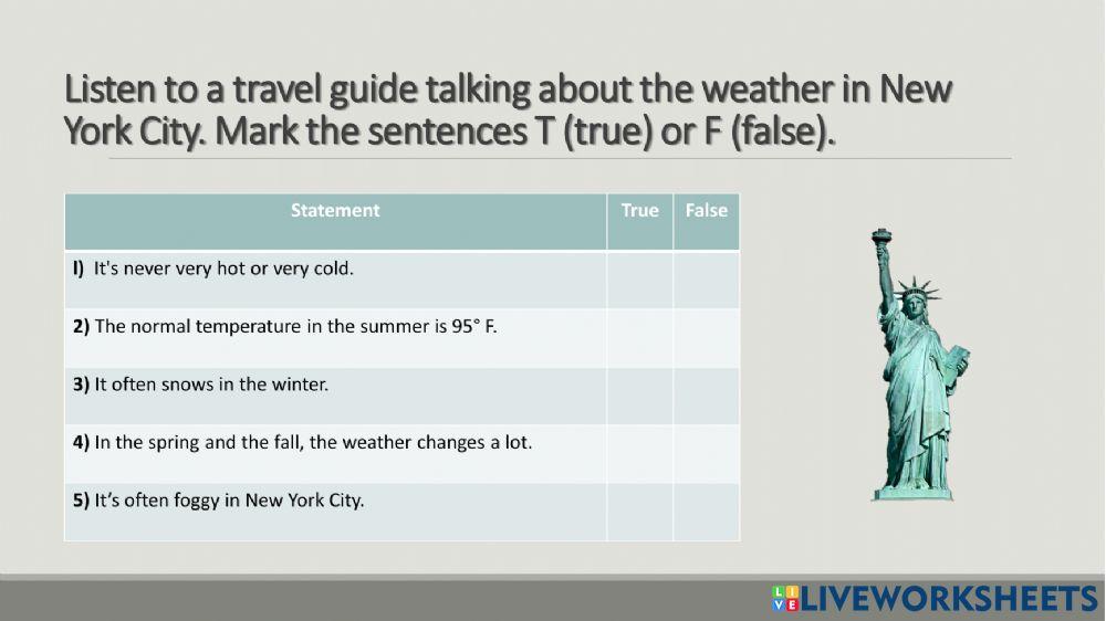 The weather in … | Free Interactive Worksheets | 733719