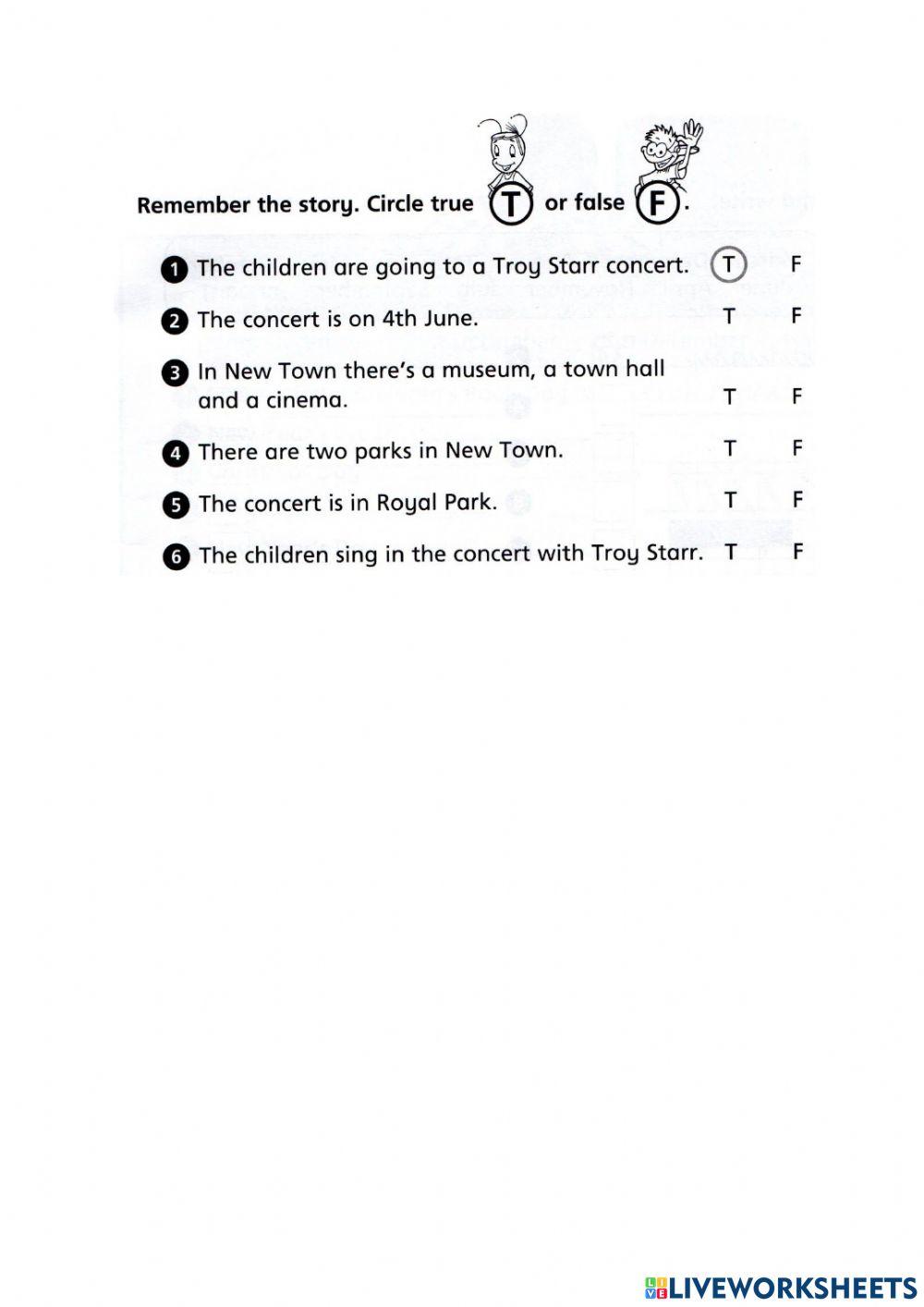 The concert-story comprehension online exercise for | Live Worksheets
